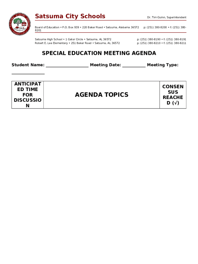 Special Education Action Plan Doc Template Pdffiller 4422