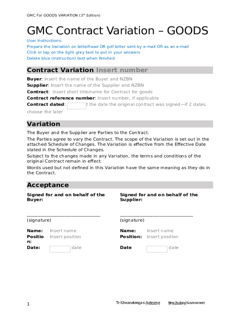 Request Letter For Variation Order Doc Template | pdfFiller