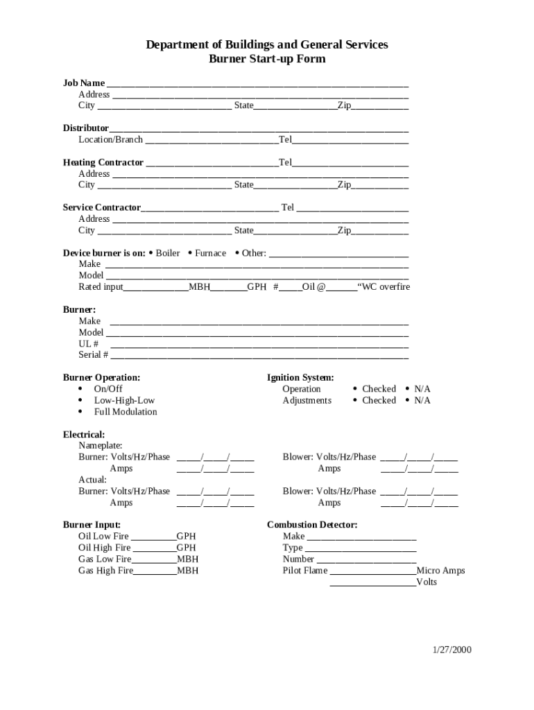 Burner Start-up - bgs vermont Doc Template | pdfFiller