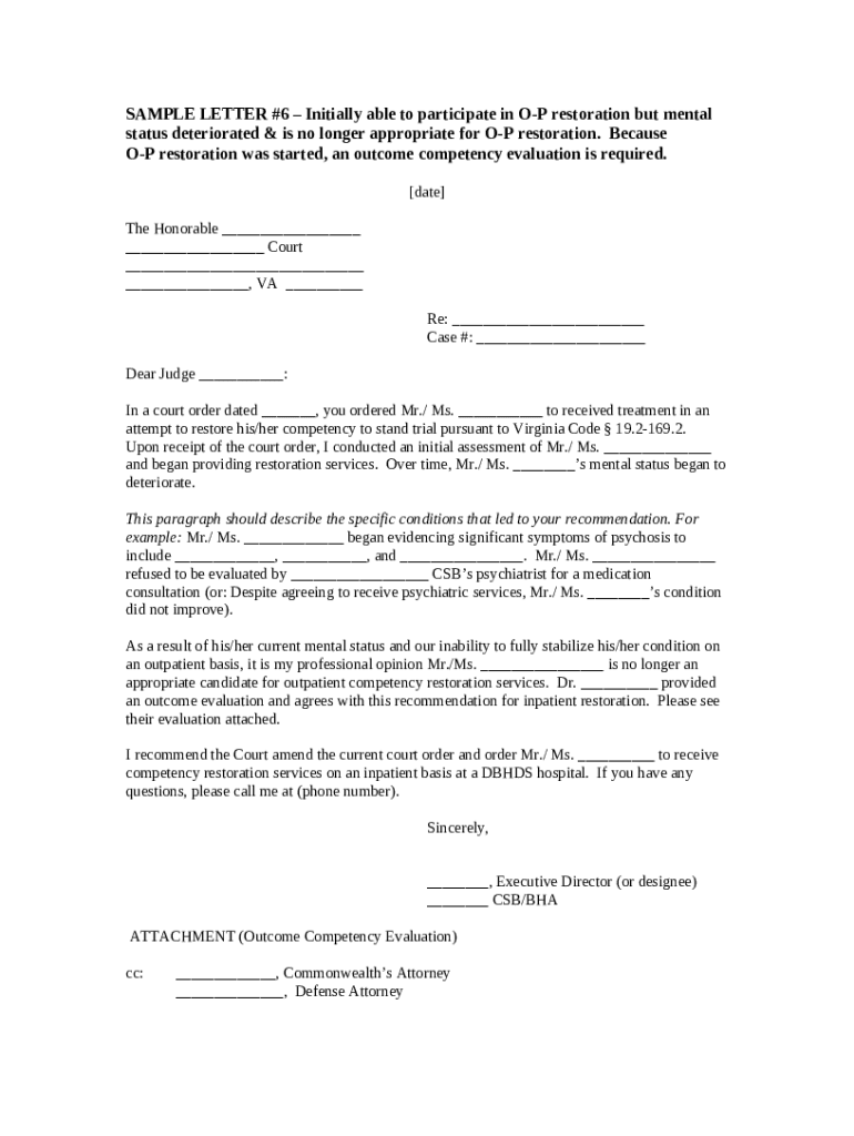 SAMPLE LETTER #6 - dbhds virginia Doc Template | pdfFiller