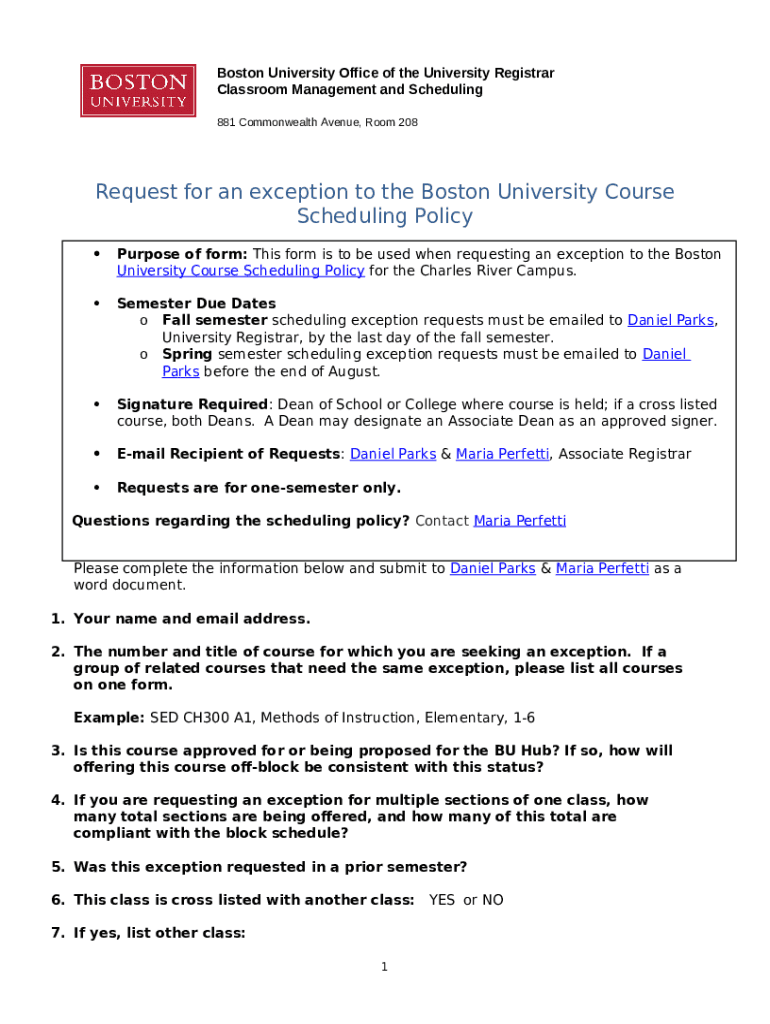 Scheduling-Policy-Exceptions-Request-- ... Doc Template | pdfFiller