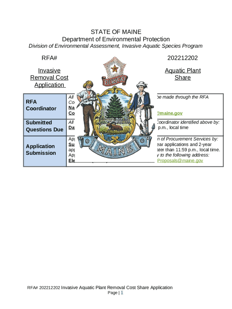 Maine DEP Invasive Aquatic Species Program, Final ... Doc Template ...