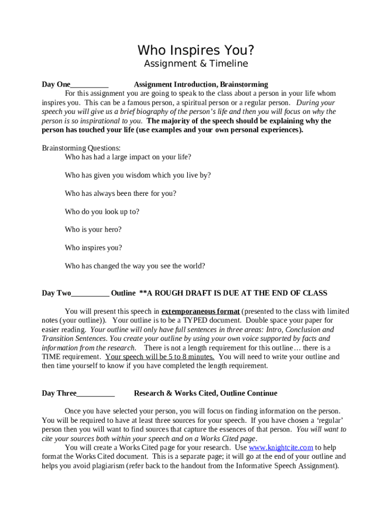 Who Inspires You Doc Template | pdfFiller