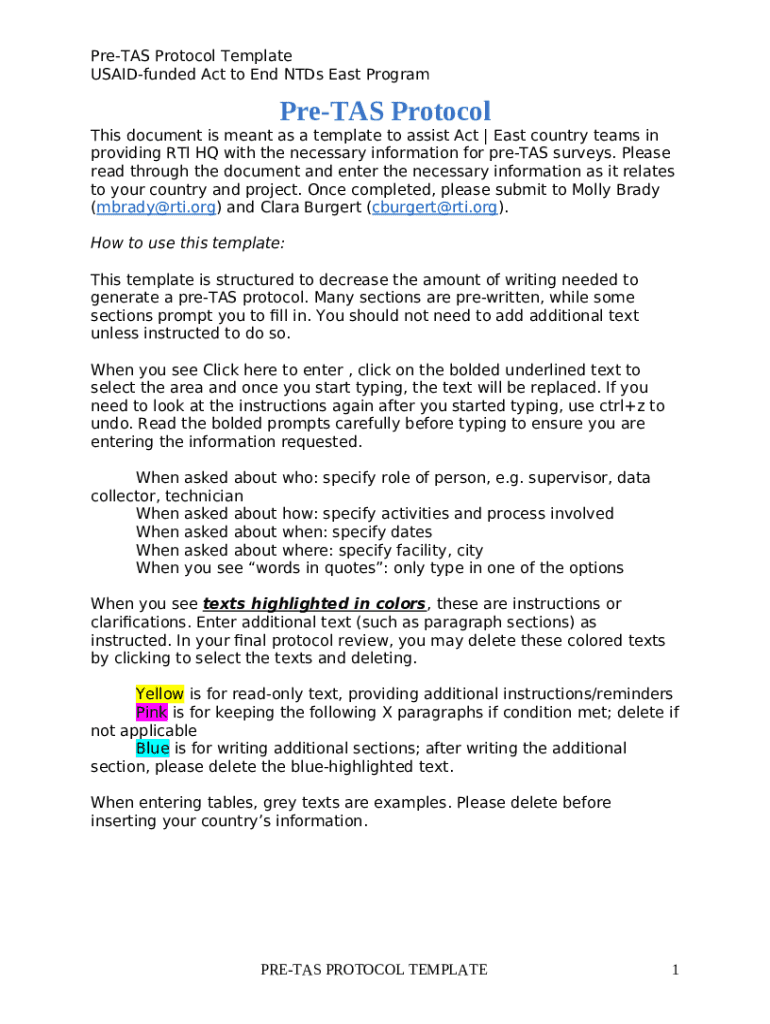Pre-TAS Protocol Doc Template | pdfFiller