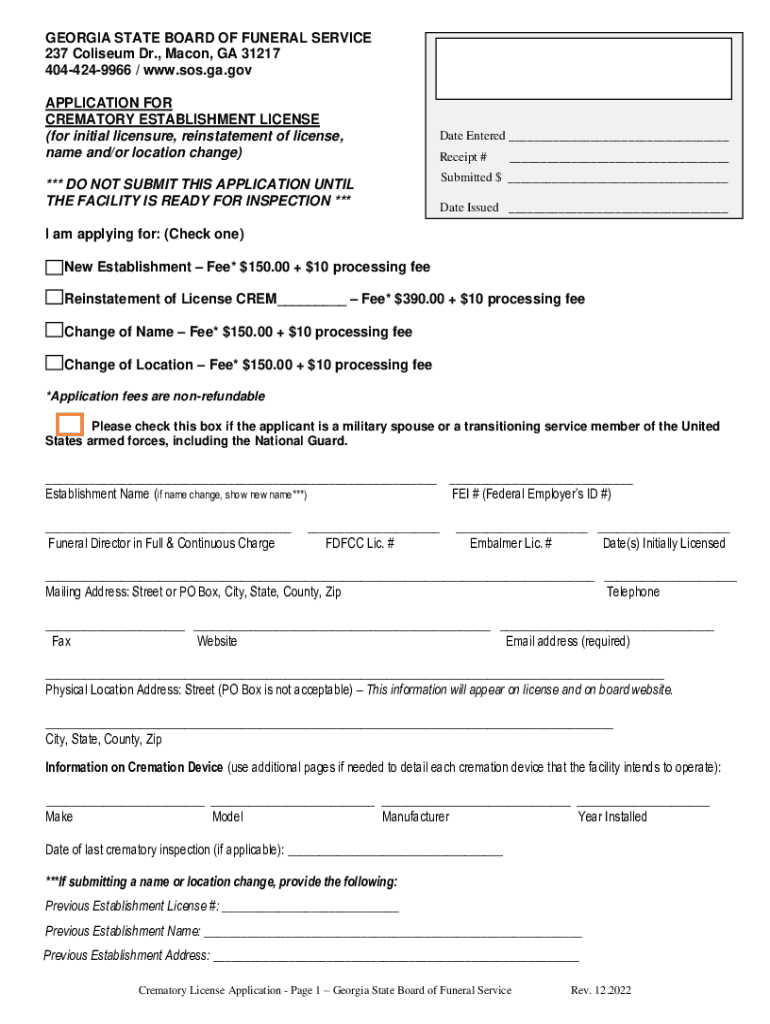 Fillable Online sos ga How-To Guide: Apply for a Funeral Director ...