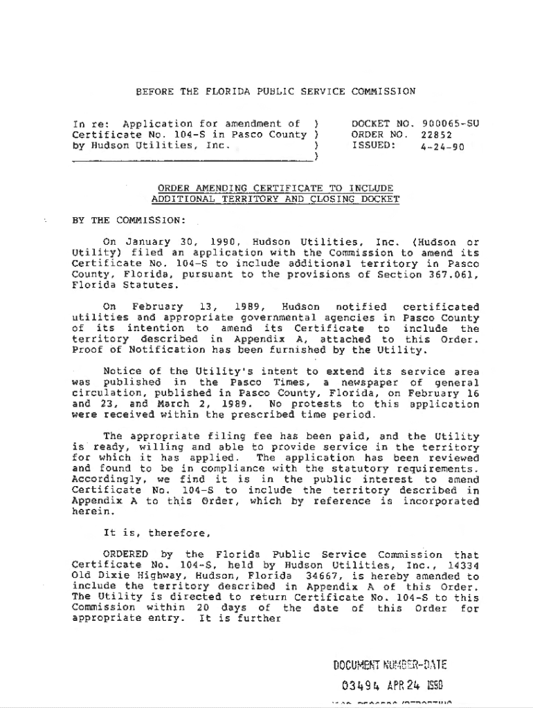 Fillable Online Application for amendment of Certificate No. 104-S to ...