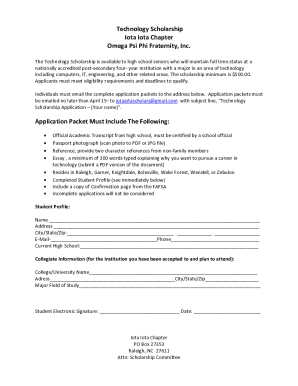 Fillable Online Technology Scholarship Iota Iota Chapter Omega Psi Phi ... Fax Email Print ...