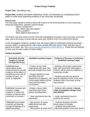 Stream Table Lab: Weathering, Erosion and Deposition Doc Template ...