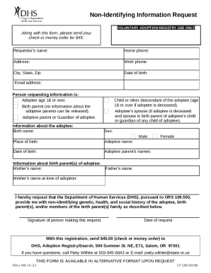 Adoption Search and Registry : Adoption : State of Oregon Doc Template ...