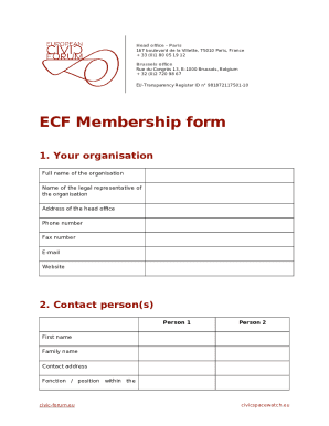 ECF Membership Doc Template | pdfFiller