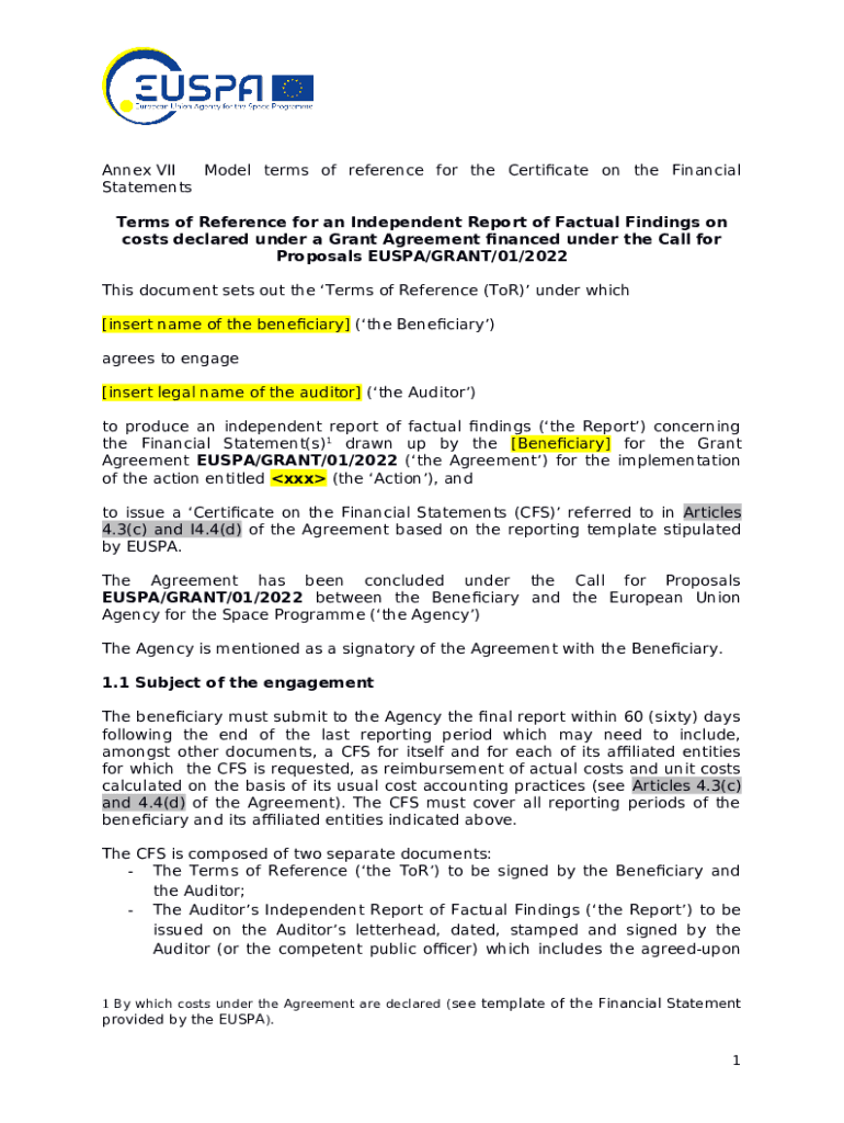 fp7 grant agreementannex vii - d - terms of reference for ... Doc ...