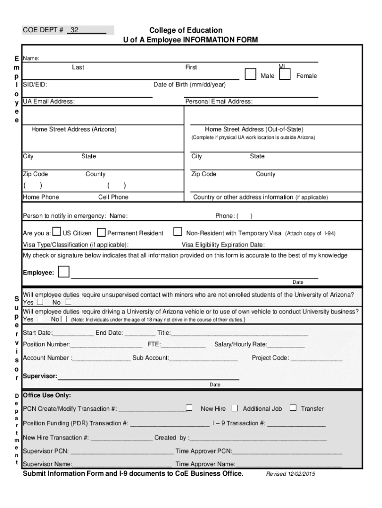 Fillable Online COE Department Forms and Resources Fax Email Print ...