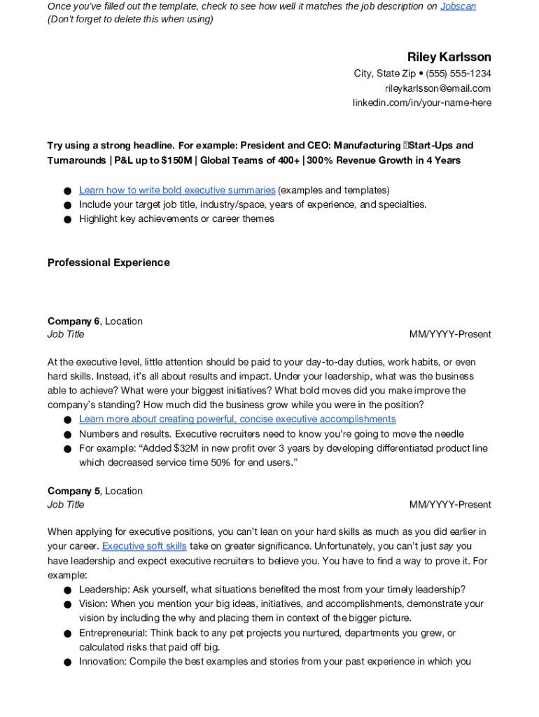 ATS-resume-template-executive-resume- ... Doc Template | pdfFiller