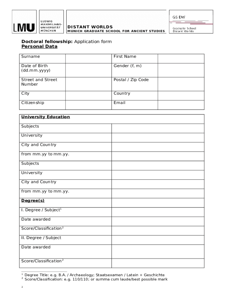 Doctoral fellowship: Application Doc Template | pdfFiller
