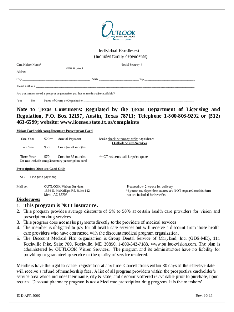 Outlook Vision Services Doc Template | pdfFiller