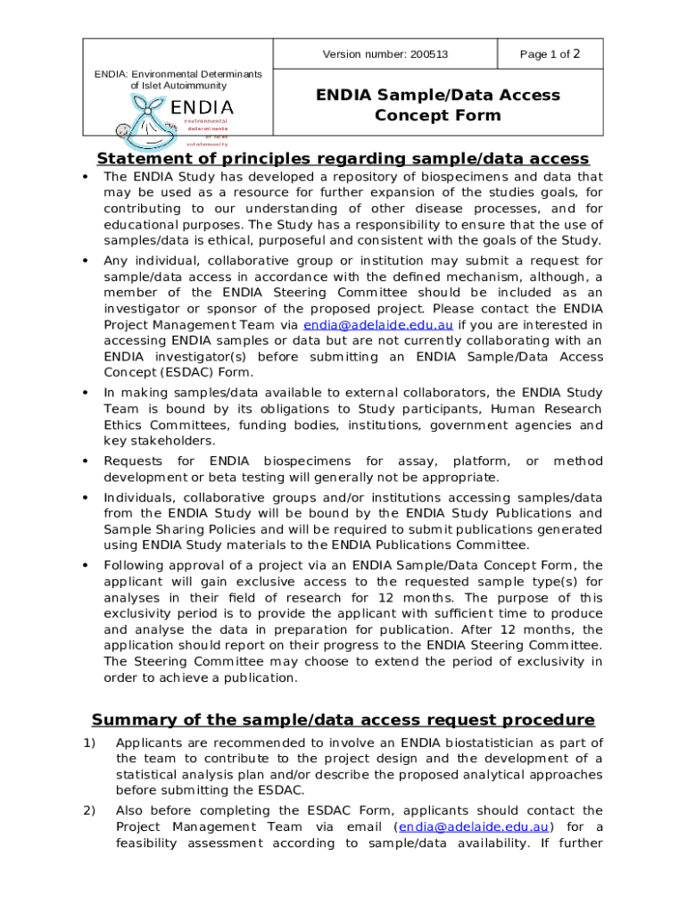 ENDIA Sample/Data Access Concept Doc Template | pdfFiller