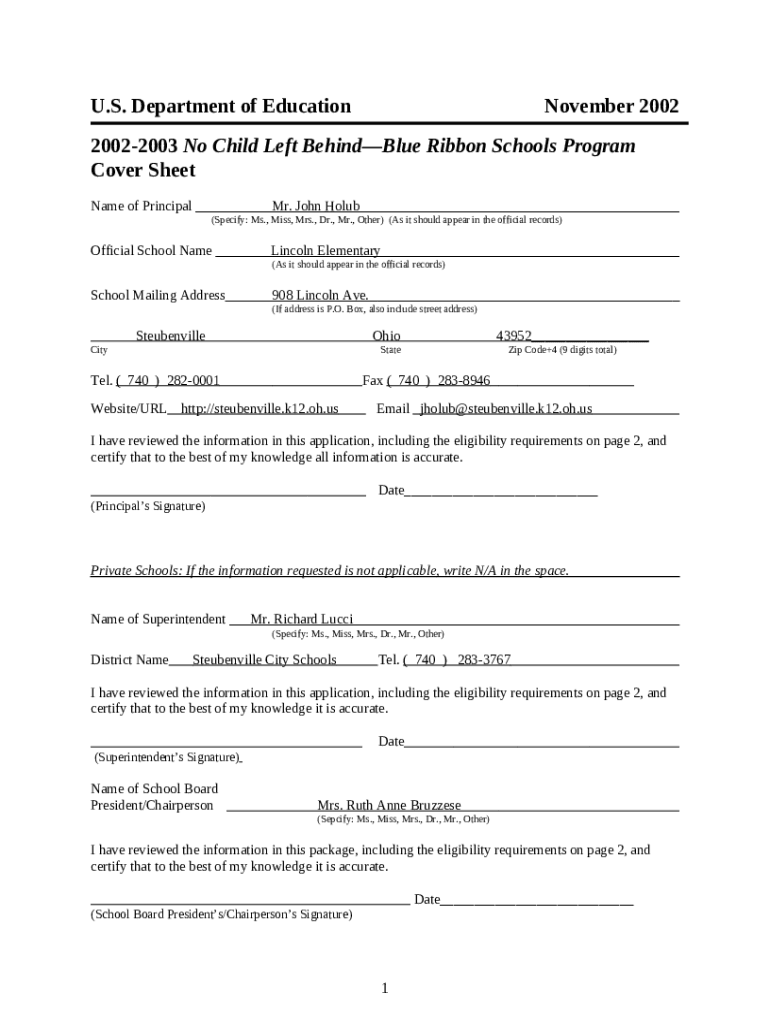 Lincoln Elementary School: Application for the 2008 No ... - www2 ed ...
