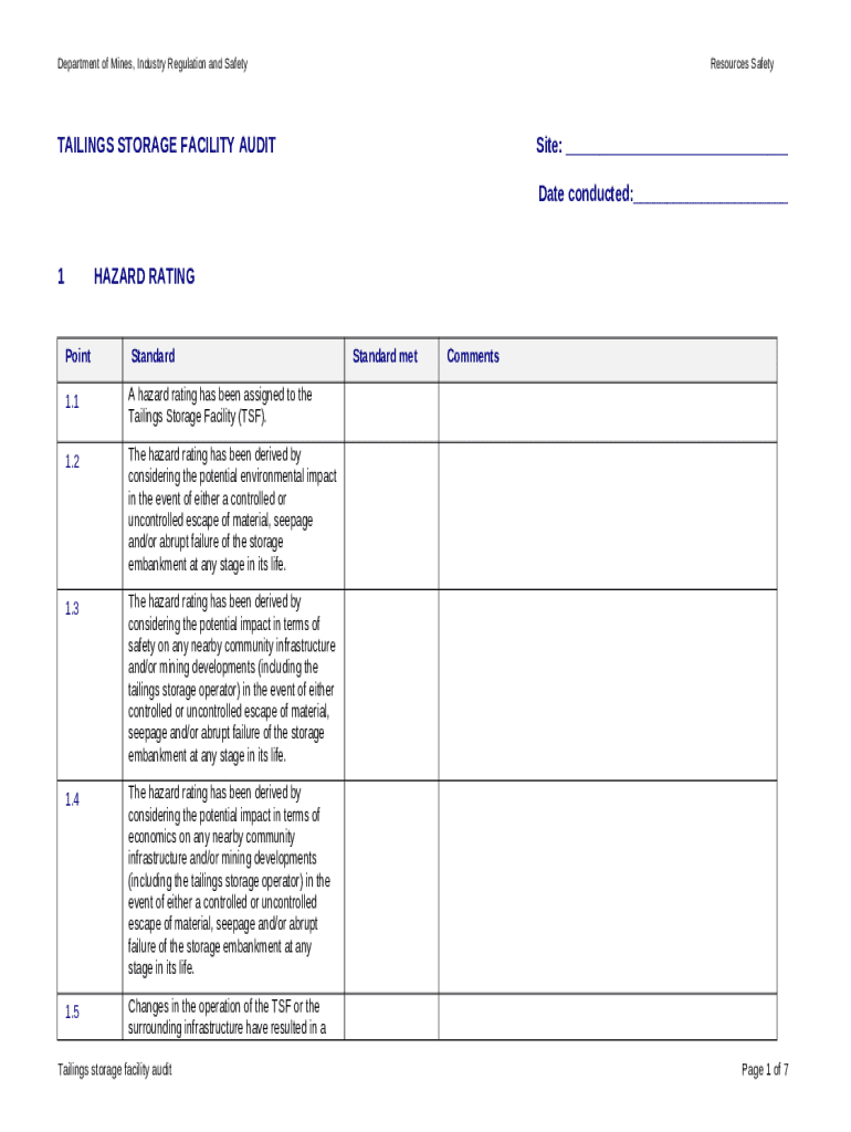 Tailings Storage Facility Disclosure Report - dmp wa gov Doc Template ...