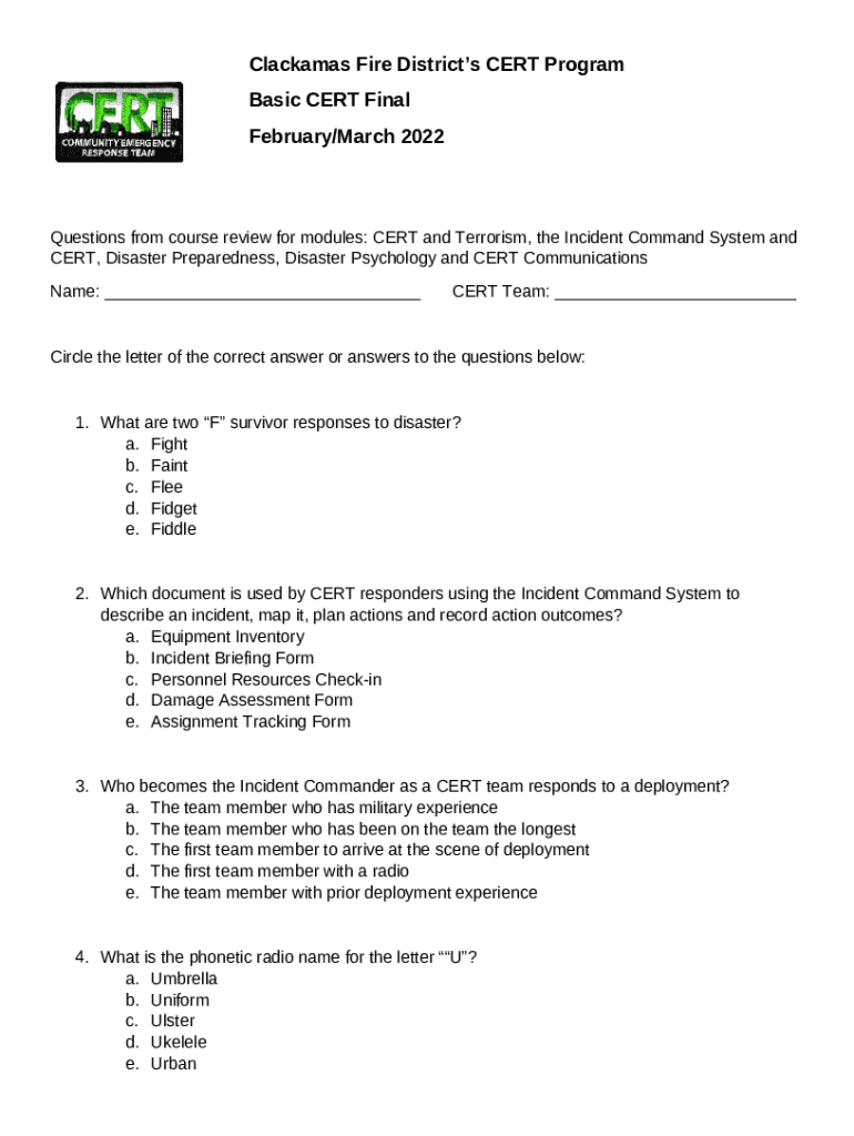 Unit 9: Course Review, Final Exam, and Disaster Simulation Doc Template ...