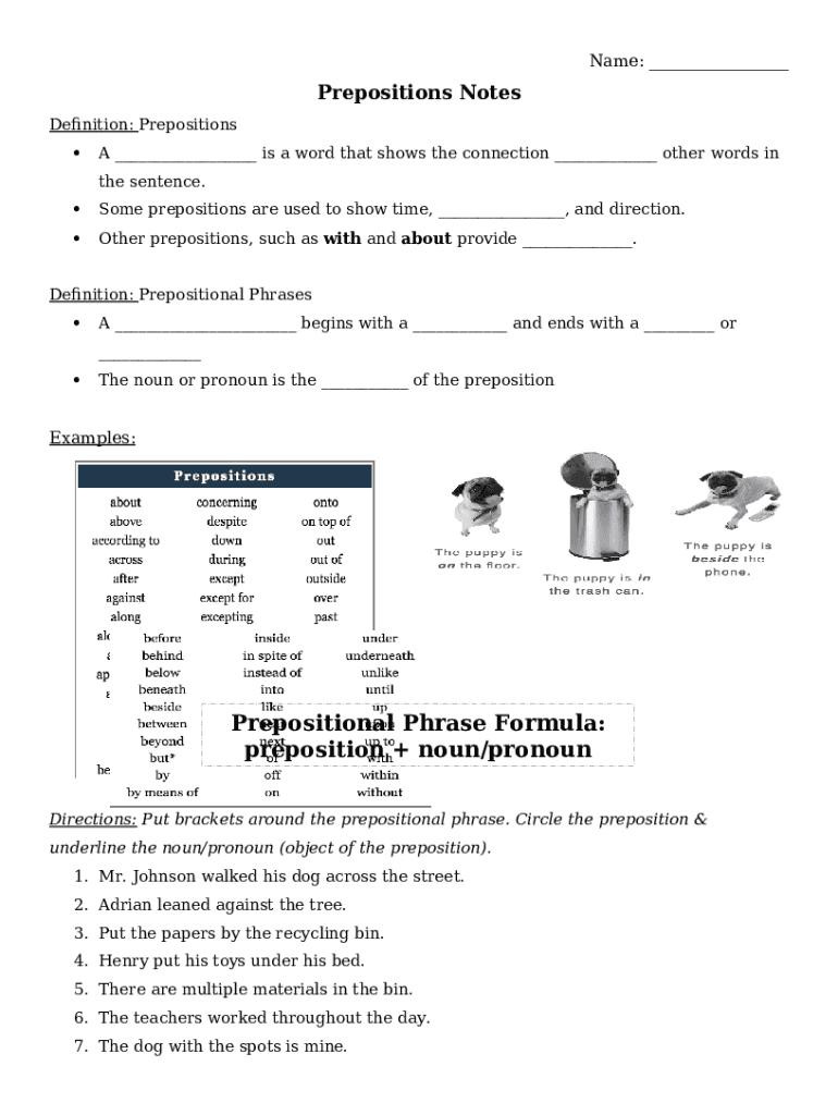 preposition + noun/pronoun Doc Template | pdfFiller