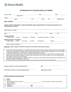 Fillable Online AUTHORIZATION TO RELEASE RADIOLOGY IMAGES Fax Email ...