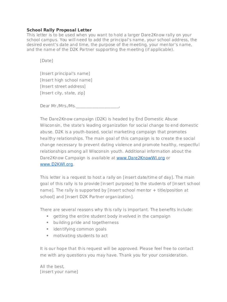 School Project Proposal Letter Template Doc Template | pdfFiller