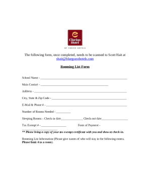 STLP Rooming List Doc Template | pdfFiller