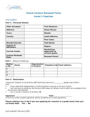 Coach Licence Renewal Level 2, County and Senior ... Doc Template ...