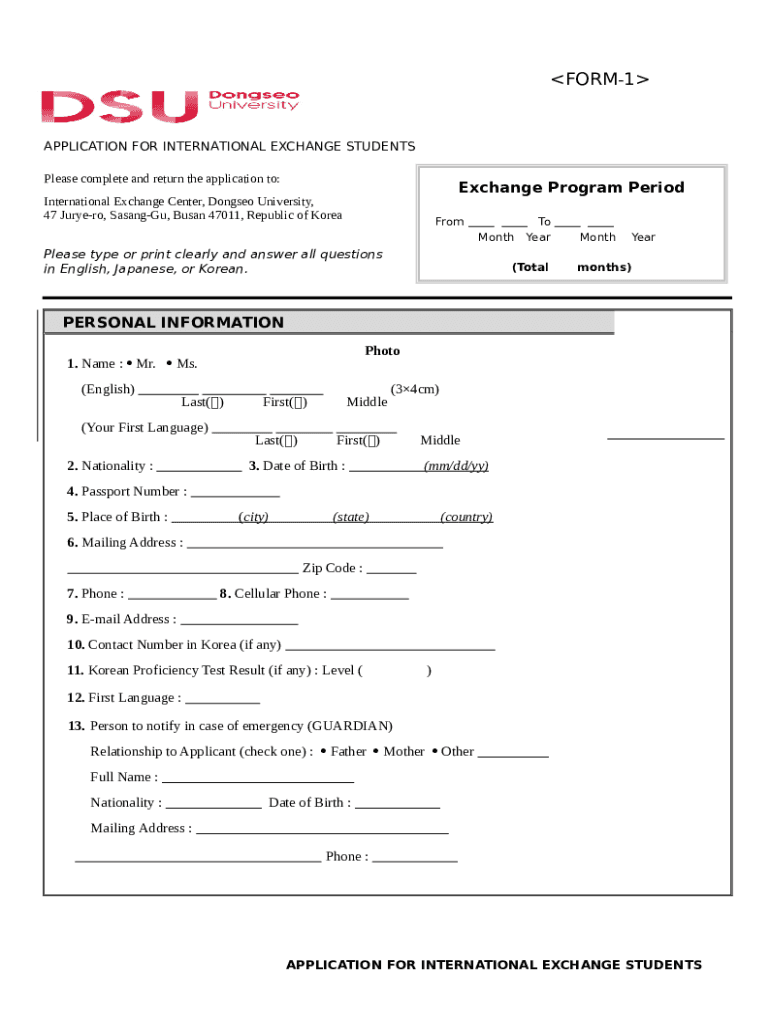 Invitation for the exchange student program at Dongseo ... Doc Template ...