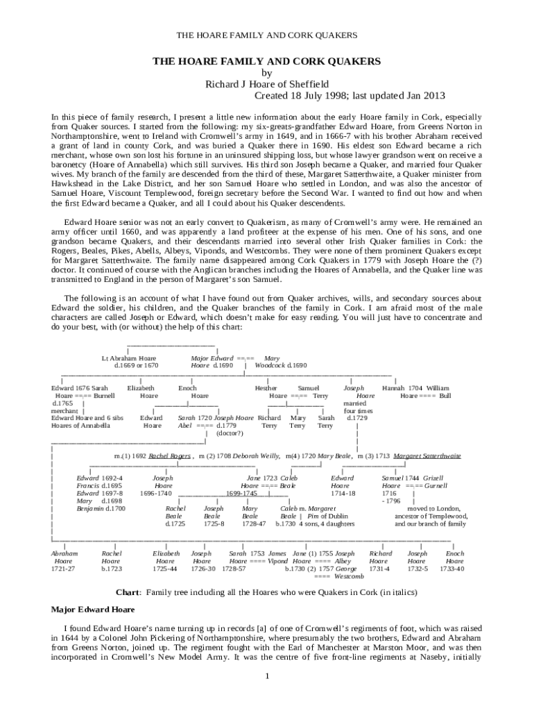 Research Guide: Religious Society of Friends (Quakers) ... Doc Template | pdfFiller