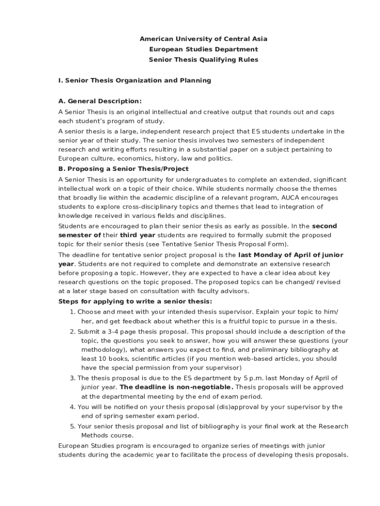 How to Write a Senior Thesis (Second Draft) Doc Template | pdfFiller