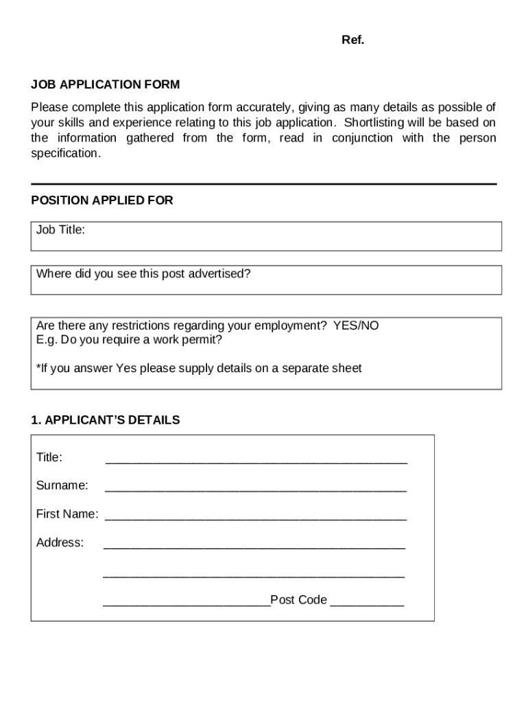 Ref. JOB APPLICATION Doc Template | pdfFiller