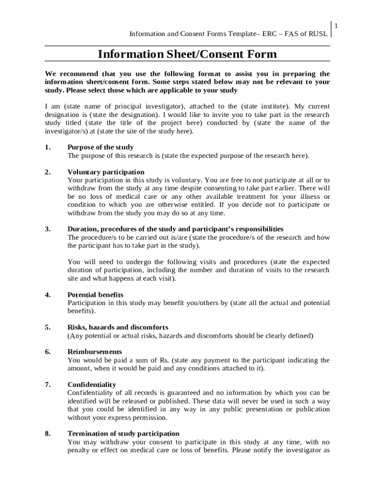 Ination and Consent s Template ERCFAS of RUSL Doc Template | pdfFiller