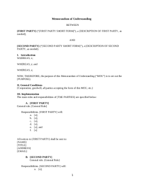 Memorandum of Agreement: First Party Second PartyPDF Doc Template ...