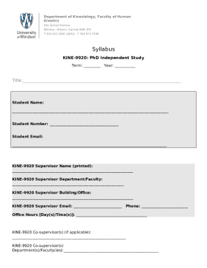 Independent Study Syllabus - UGA School of Social Work Doc Template ...