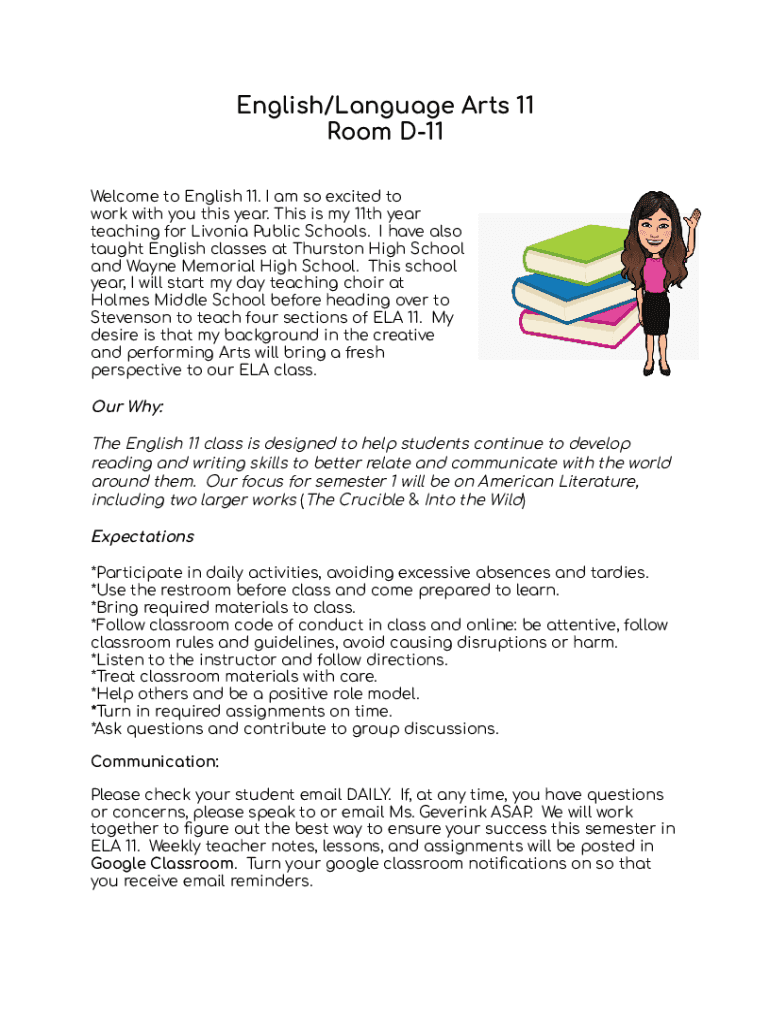 Fillable Online 11th Grade ELAFree Lesson PlansFull Year Curriculum Fax ...