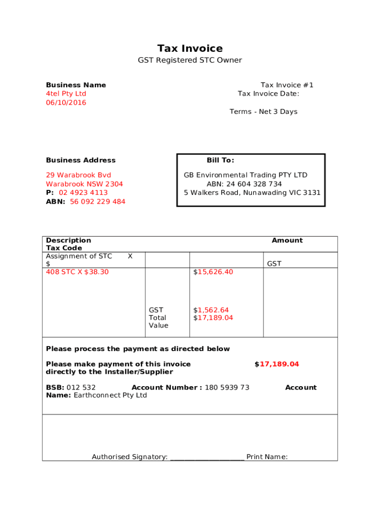 The details to include on an Australian GST tax invoice template Doc ...