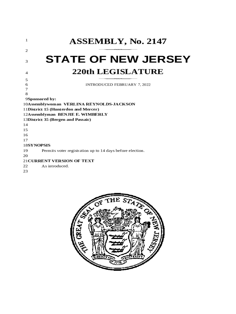 AssemblywomanVERLINA REYNOLDS-JACKSON Doc Template | pdfFiller