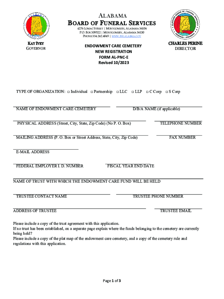 Fillable Online fsb alabama New Certificate of Authority - Alabama Board of Funeral Service Fax ...