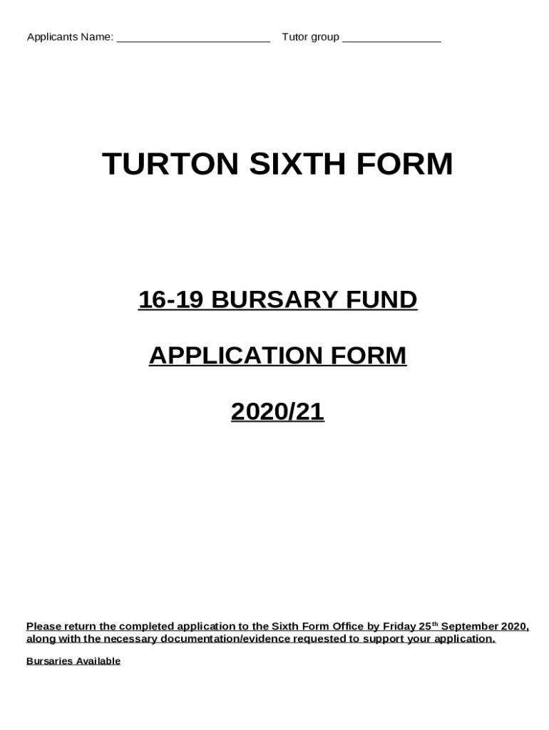 Turton Sixth : Home Doc Template | pdfFiller