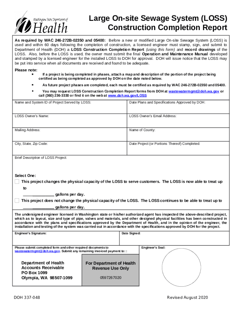 Large On-site Sewage System (LOSS) Construction Completion Report ...