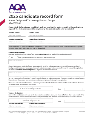 Online Candidate record . Product Design Doc Template | pdfFiller