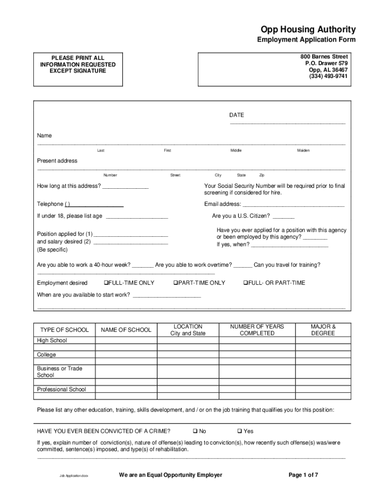 Fillable Online HUD Public Housing Program - Opp Housing Authority ...