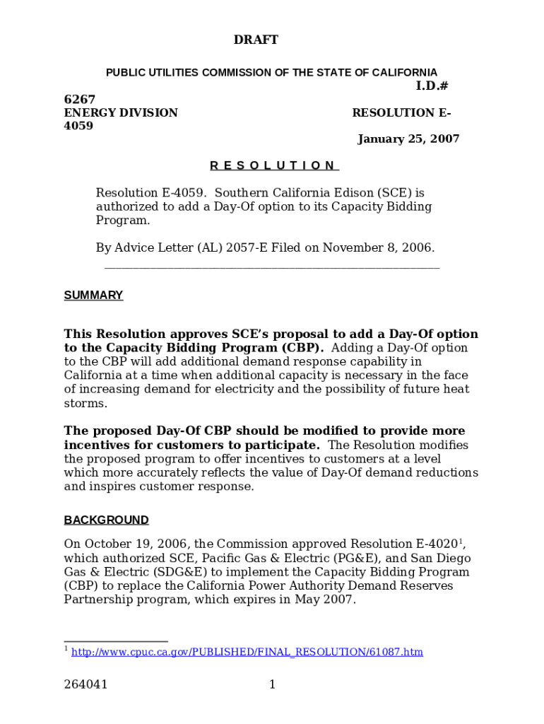 This Resolution approves SCE's proposal to add a Day-Of ... - docs cpuc ca Doc Template | pdfFiller