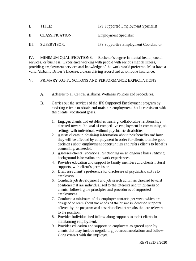 IPS Supported Employment for Transition Age Youth Doc Template | pdfFiller