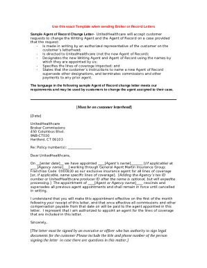 Sample Agent of Record Change Letter- UnitedHealthcare Doc Template ...