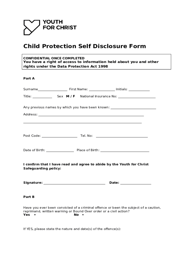 Example self-disclosure s Doc Template | pdfFiller