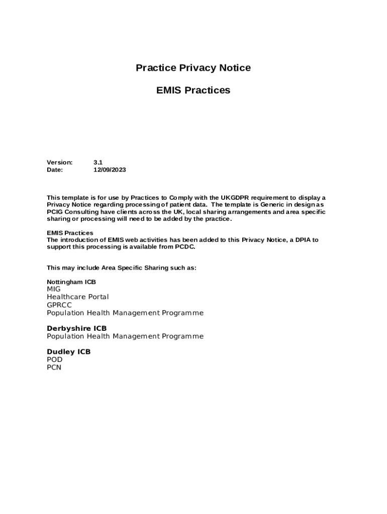 PPG Privacy Notice Doc Template | pdfFiller