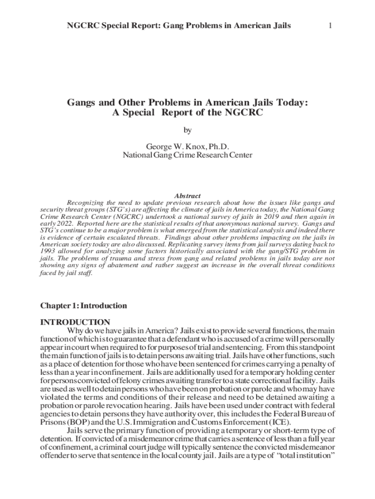 Fillable Online Problem of Gangs and Security Threat Groups (STG's) in ...