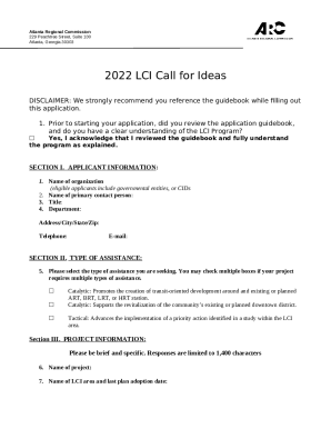 LCI and CDAP Call for Projects - ARC Doc Template | pdfFiller